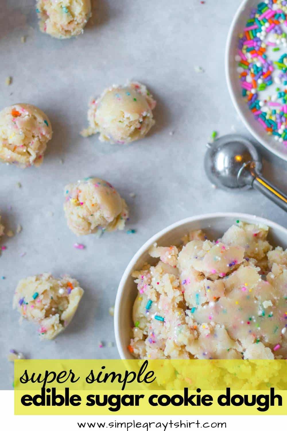 Edible Sugar Cookie Dough (with sprinkles!) • Simple Gray T-Shirt