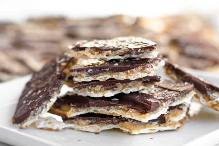 5-Ingredient Chocolate Toffee Matzo Crack • Simple Gray T-Shirt