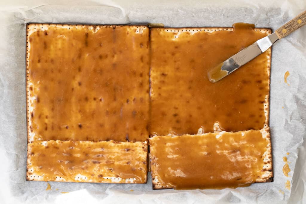 5-Ingredient Chocolate Toffee Matzo Crack • Simple Gray T-Shirt