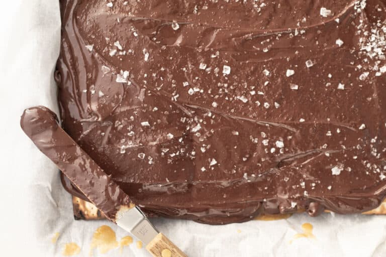 5-Ingredient Chocolate Toffee Matzo Crack • Simple Gray T-Shirt