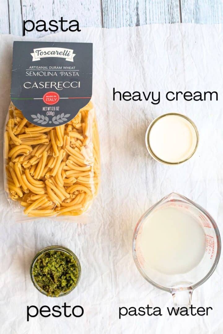 4-Ingredient Pasta with Creamy Pesto Sauce • Simple Gray T-Shirt