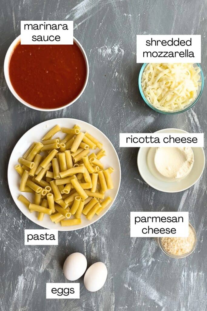 Easy Meatless Baked Ziti (just 6-Ingredients) • Simple Gray T-Shirt