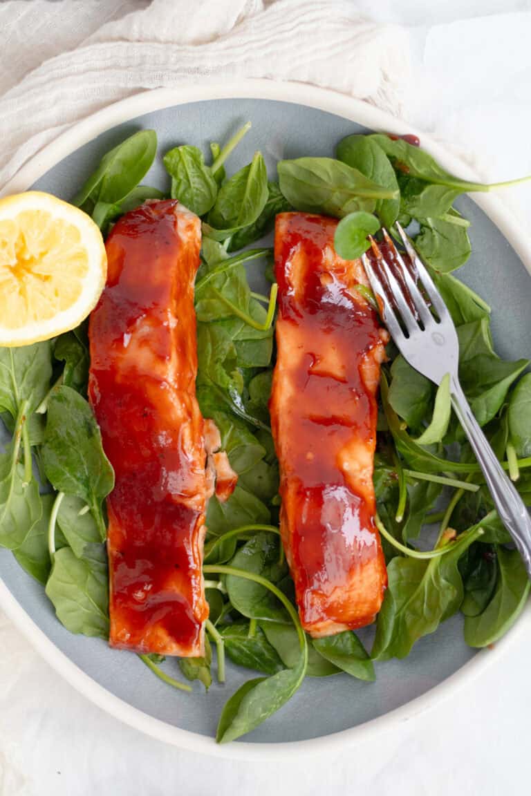 2-Ingredient Baked BBQ Salmon • Simple Gray T-Shirt