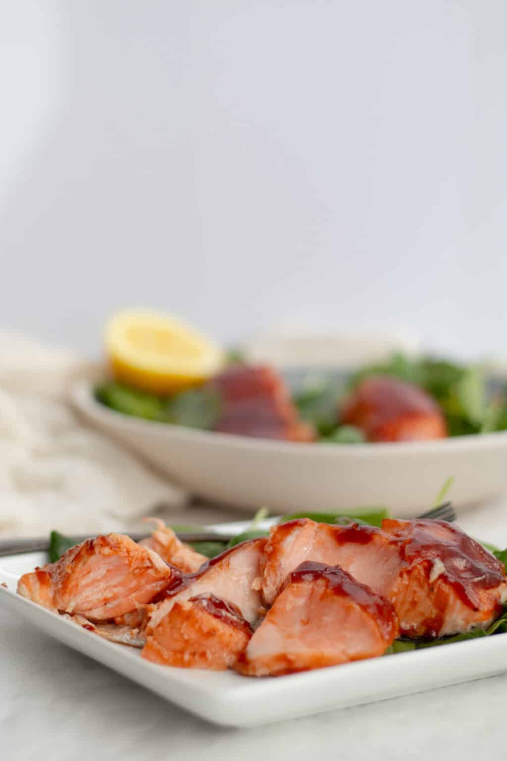 2-Ingredient Baked BBQ Salmon • Simple Gray T-Shirt