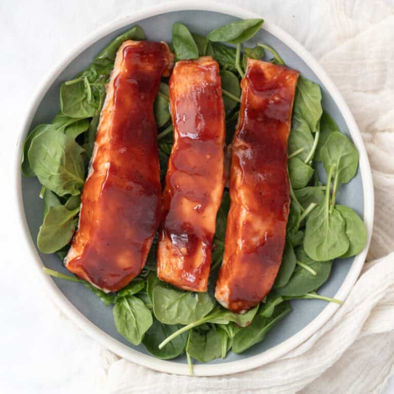 2-Ingredient Baked BBQ Salmon • Simple Gray T-Shirt