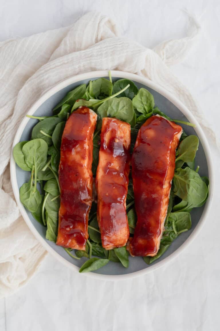 2-Ingredient Baked BBQ Salmon • Simple Gray T-Shirt