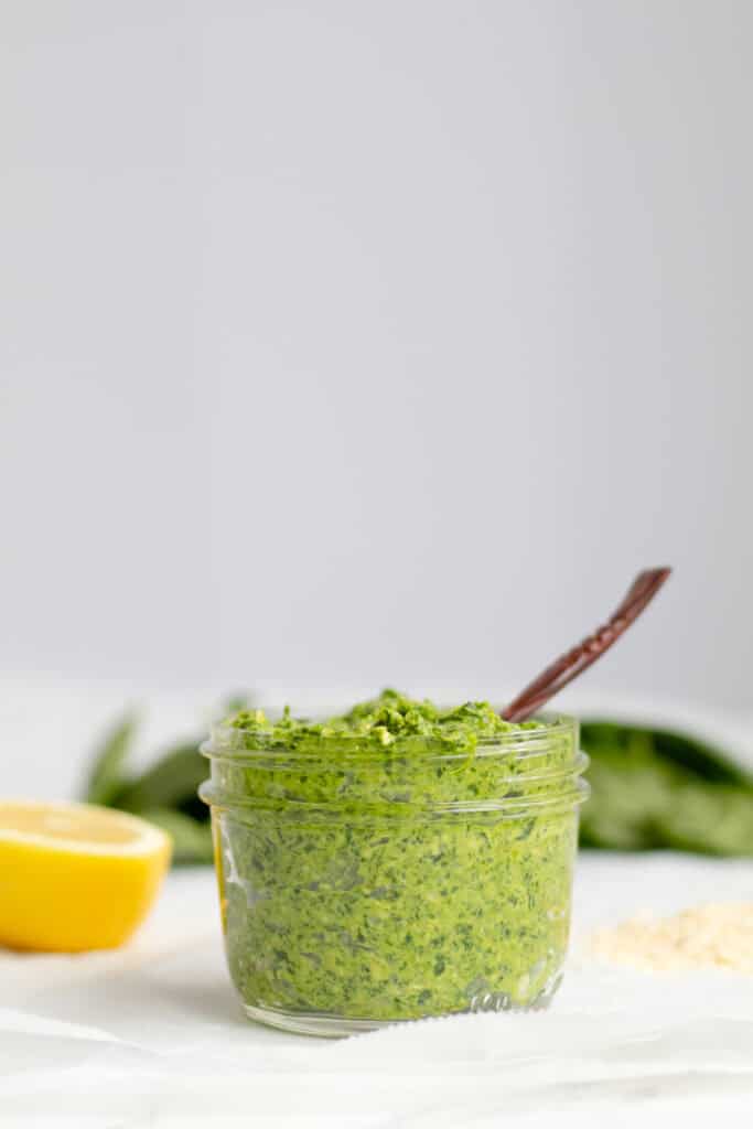 5-Minute Spinach Pesto (No Basil Needed!) • Simple Gray T-Shirt